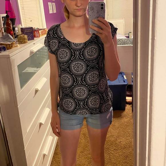 Pink Rose | Tops | Patterned Top With Zipper | Poshmark